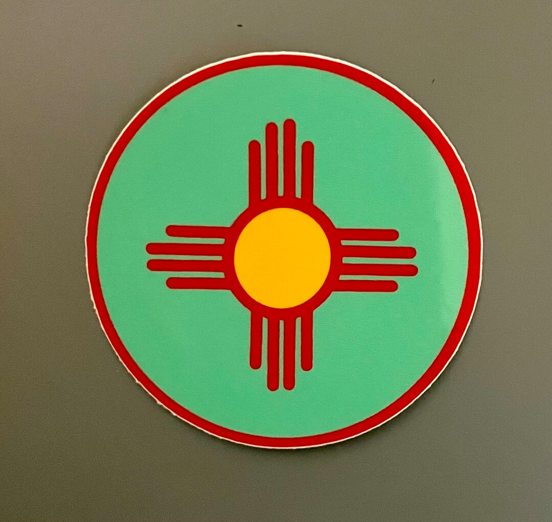 Turquoise and Red Zia Symbol New Mexico Sticker - Etsy
