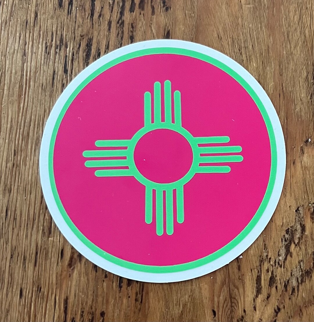 Pink and Turquoise Zia Symbol New Mexico Sticker - Etsy