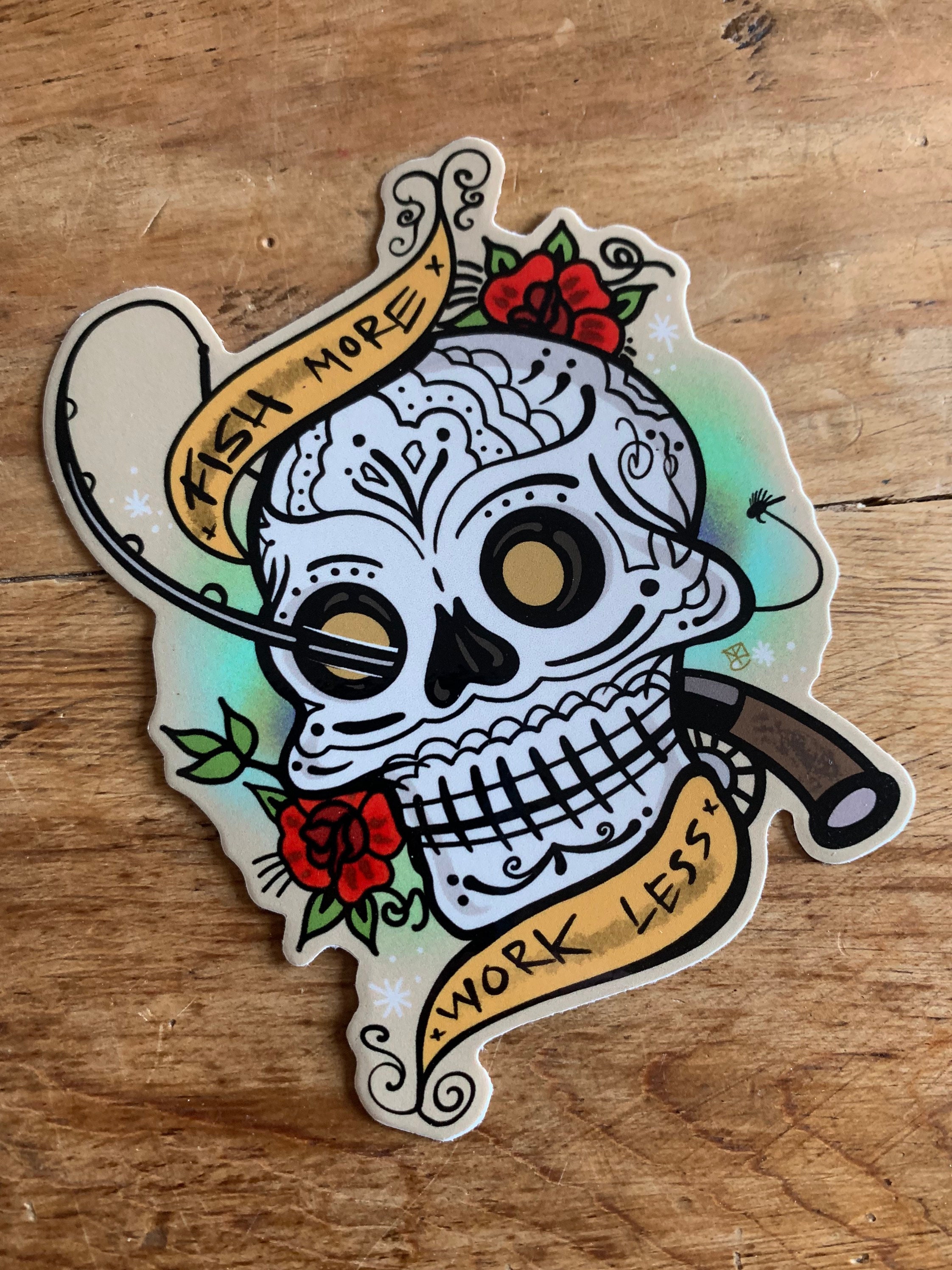Fish More Work Less Sticker - Etsy