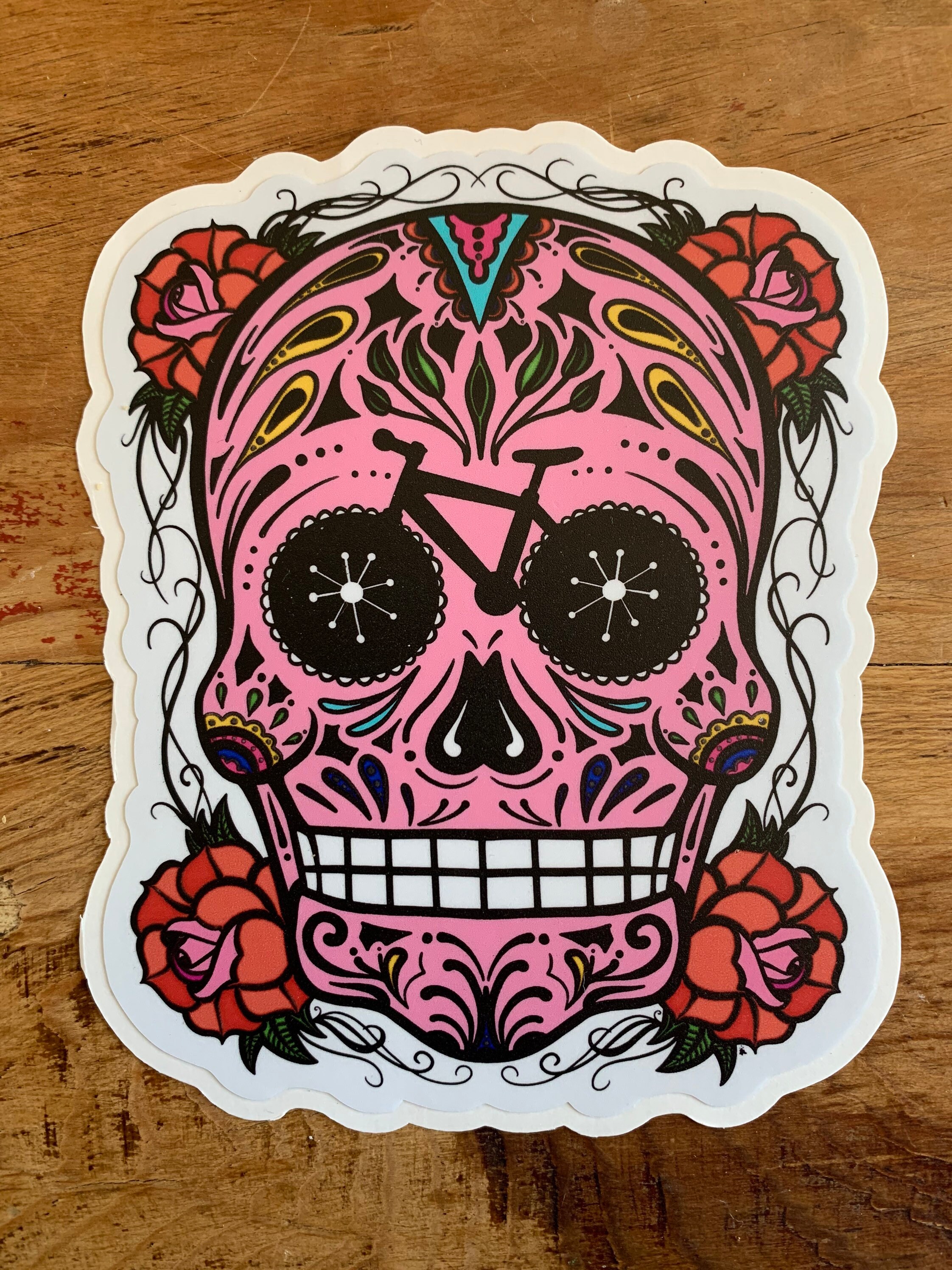 Sugar Skull Mountain Bike Sticker | Etsy