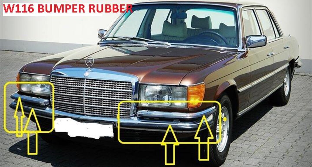 Mercedes W116 S-class Bumper Rubber Strip for Front + Rear Bumper Top ...