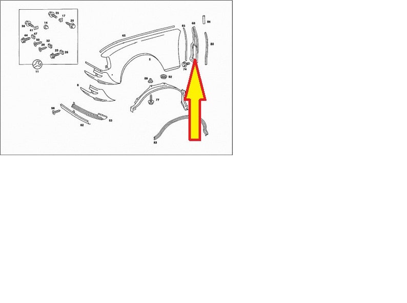 Mercedes W123 Front Fender Partition Panels + Front Bumper Center ...
