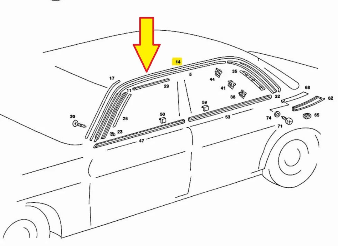 Rubber Sealing Strip Rain Strip L+R Set Mercedes W123 Sedan 1976-1985 ...