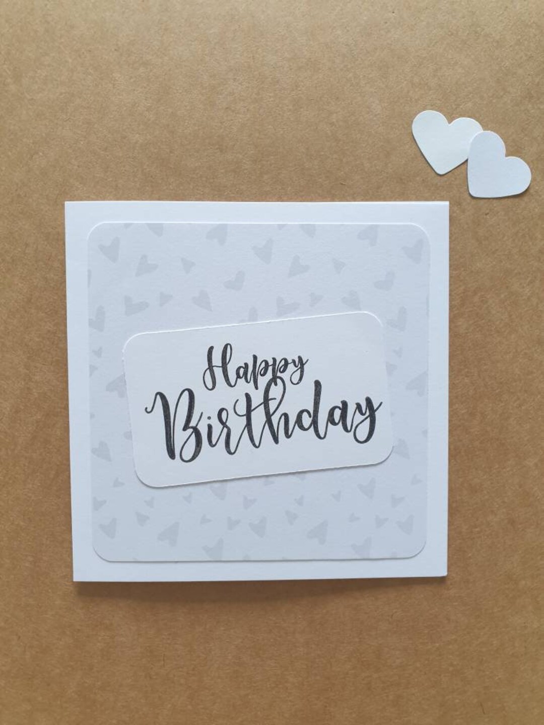 Subtle Hearts Birthday Card | Handmade Pastel Card | Soft Greeting for ...
