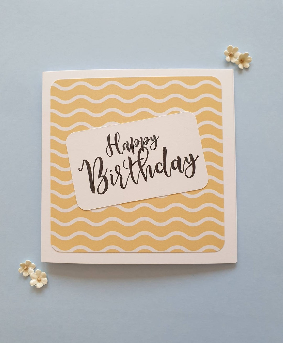 Yellow Waves Birthday Card | Bright Handmade Card | Cheerful Greeting ...