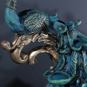 Peacock Candle Holder Statue 15", Tabletop Tealight, Decor Sculpture ...