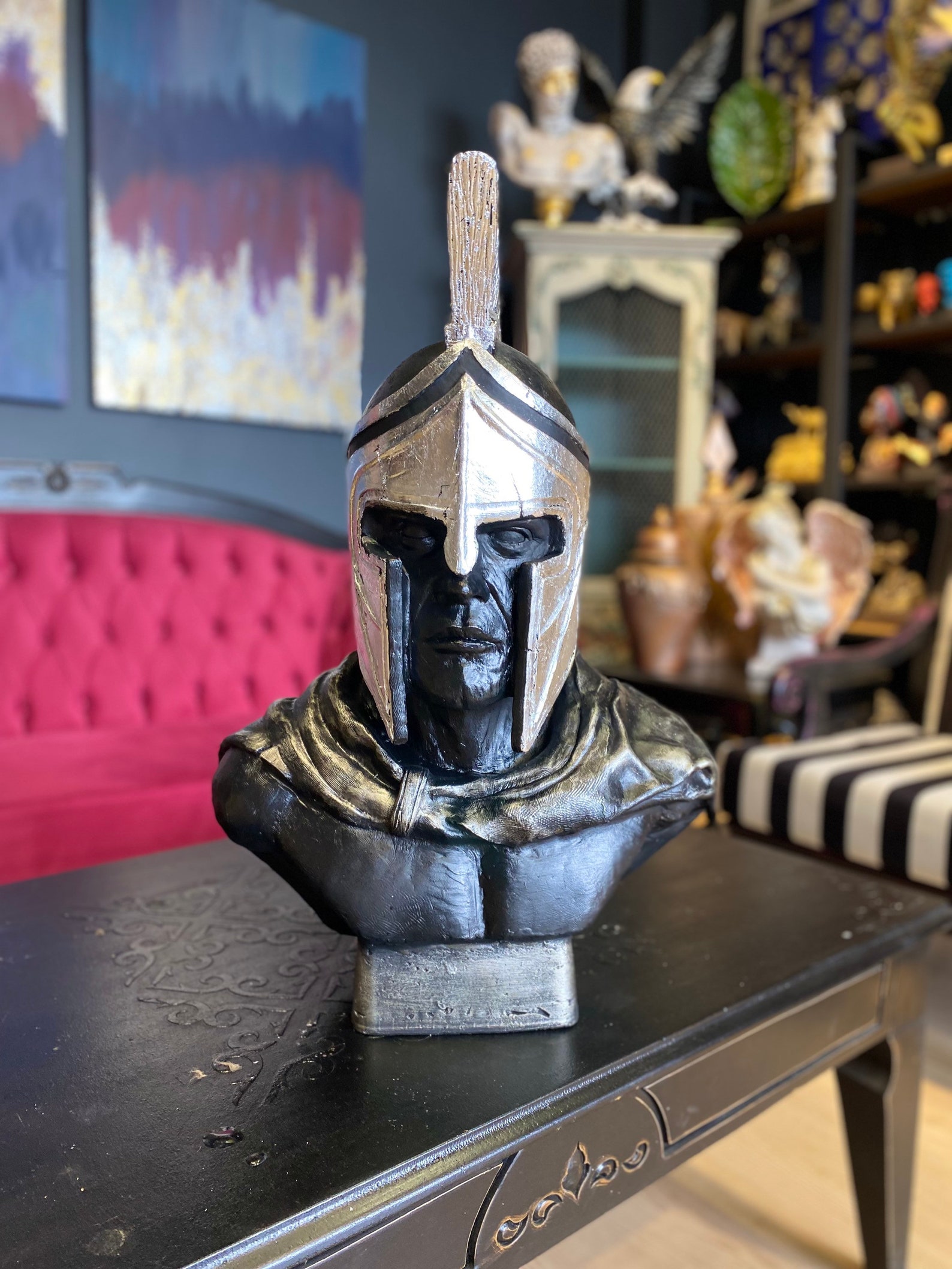 Large Black Warrior Statue Sculpture 24", Ancient Soldier, Legionary ...