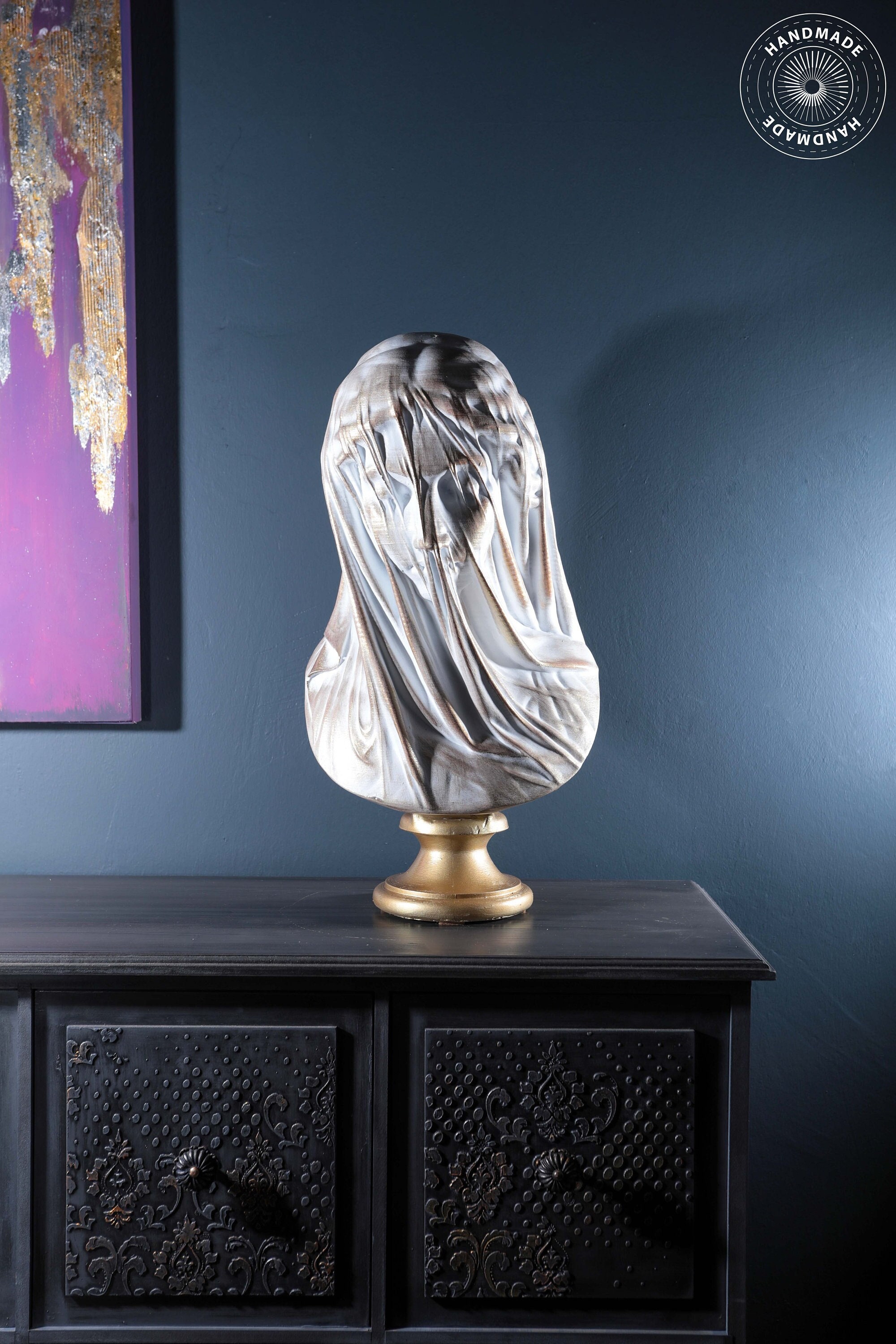 BLESSED VIRGIN MARY Bust 18.9", Saint Mary Statue Sculpture, Veiled ...