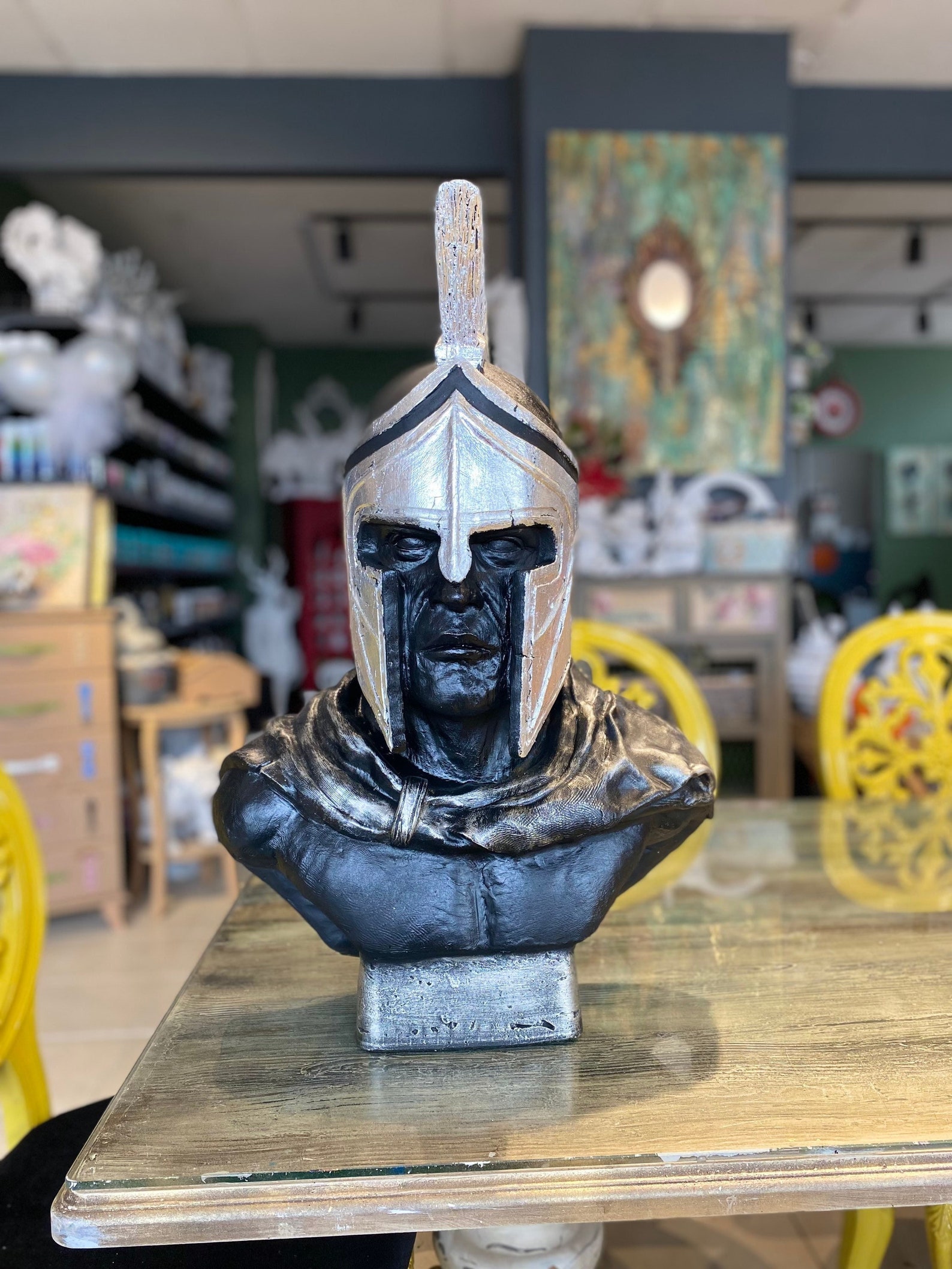 Large Black Warrior Statue Sculpture 24", Ancient Soldier, Legionary ...