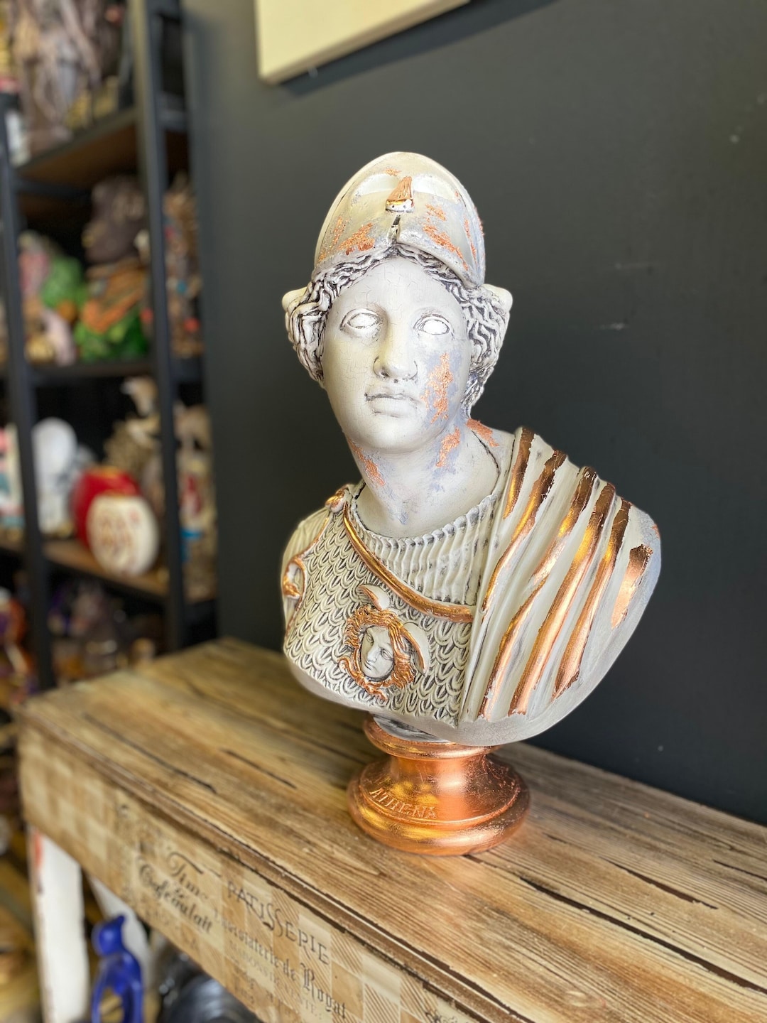Copper Color Athena Statues Sculpture 24.8", Greek , Roman Bust, Large ...
