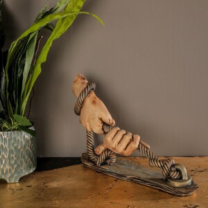 Hand Wrapped in Rope Statue 14.1" , Art, Decor Sculpture , Home ...
