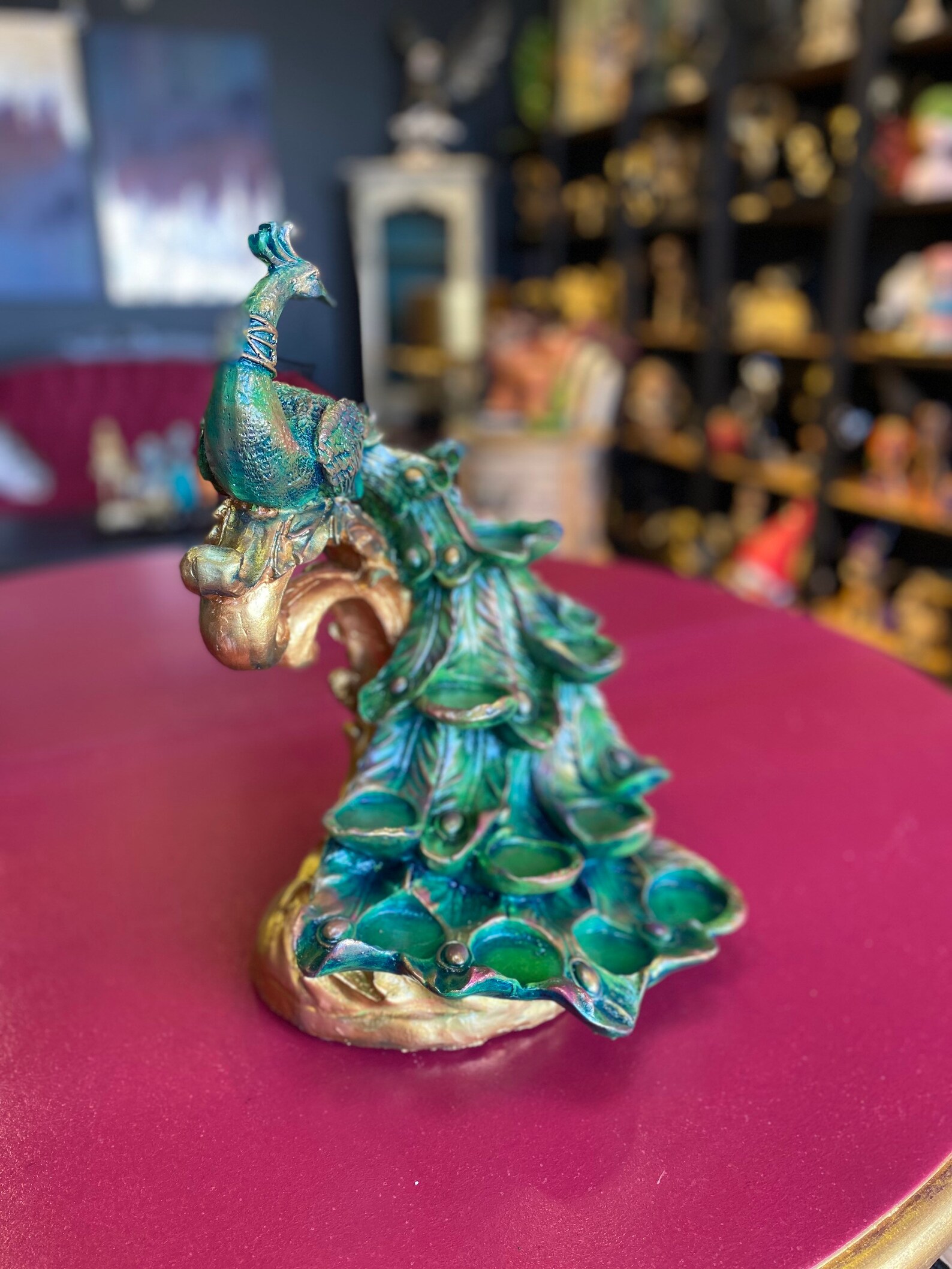 Peacock Candle Holder Statue 15", Tabletop Tealight, Decor Sculpture ...