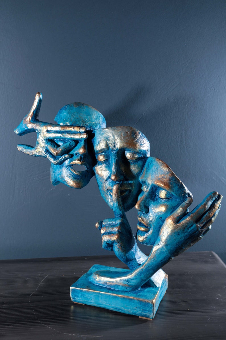 Face Mask Statue Sculpture 13 See No Evil Hear No Evil - Etsy