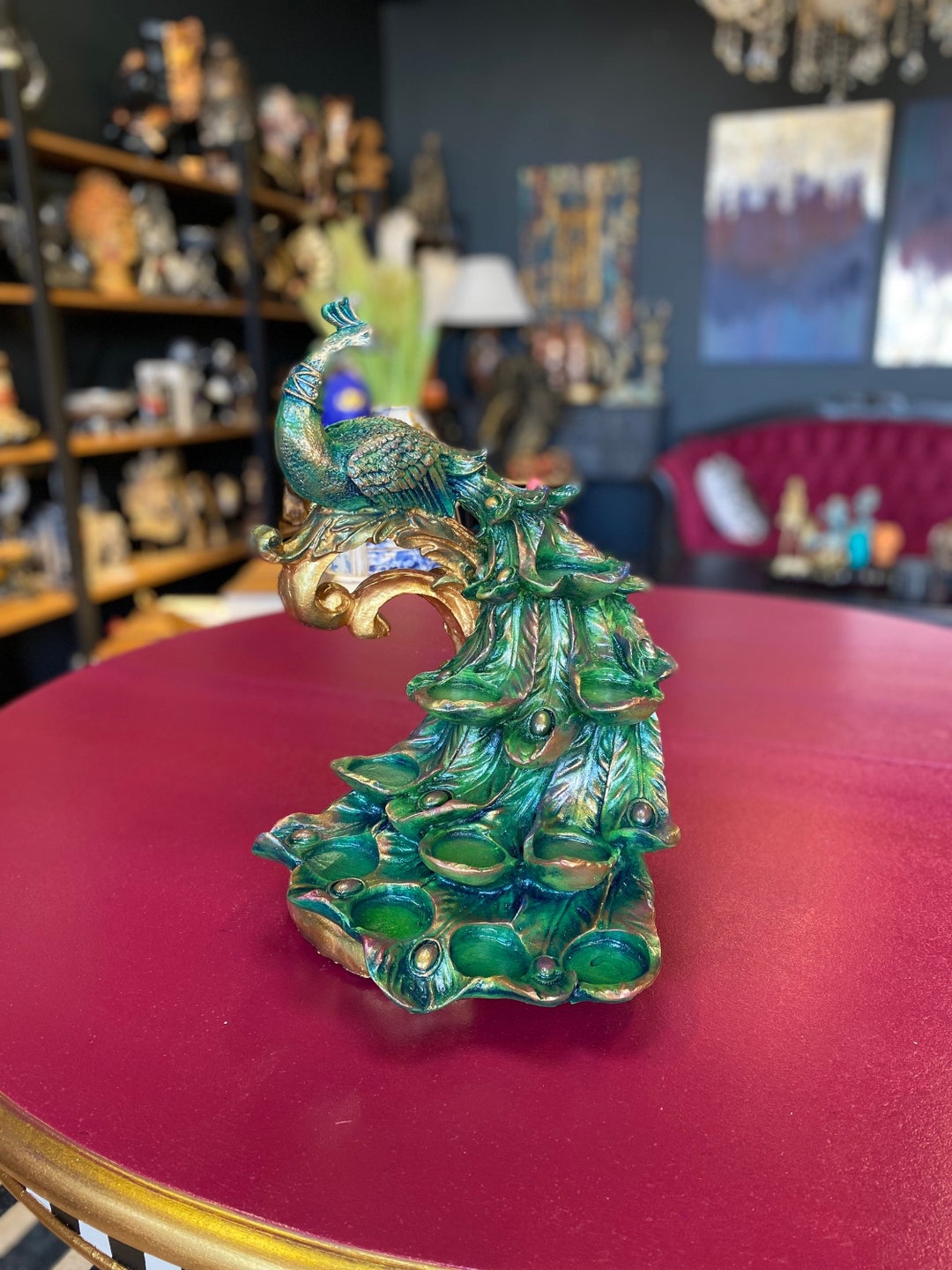 Peacock Candle Holder Statue 15", Tabletop Tealight, Decor Sculpture ...