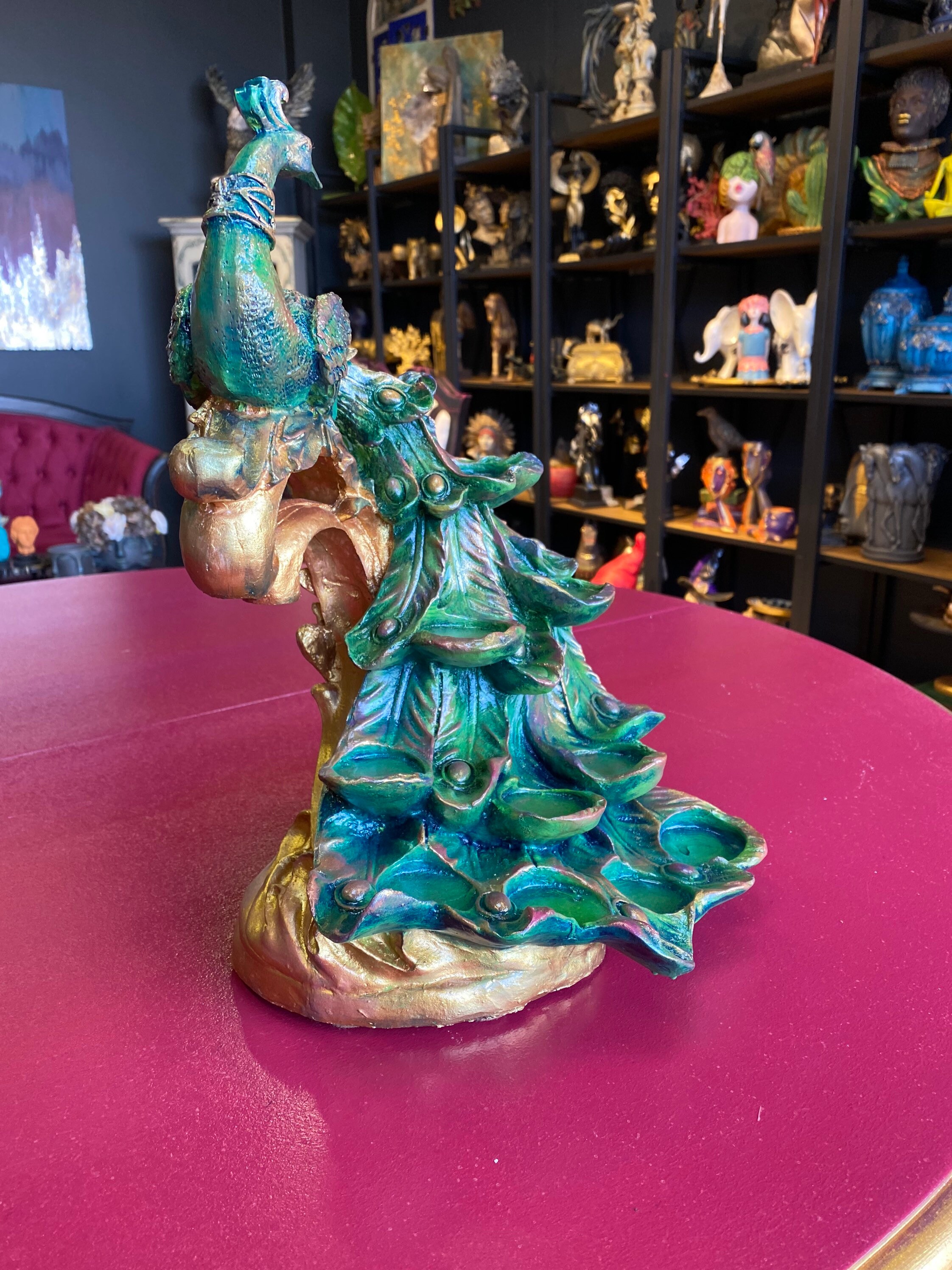 Peacock Candle Holder Statue 15", Tabletop Tealight, Decor Sculpture ...