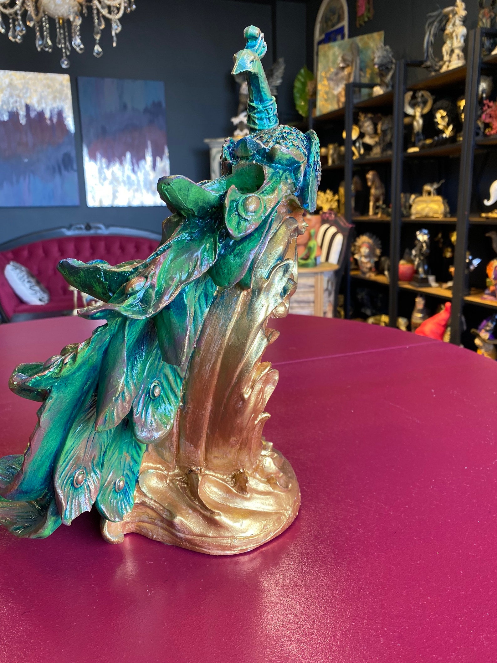 Peacock Candle Holder Statue 15", Tabletop Tealight, Decor Sculpture ...