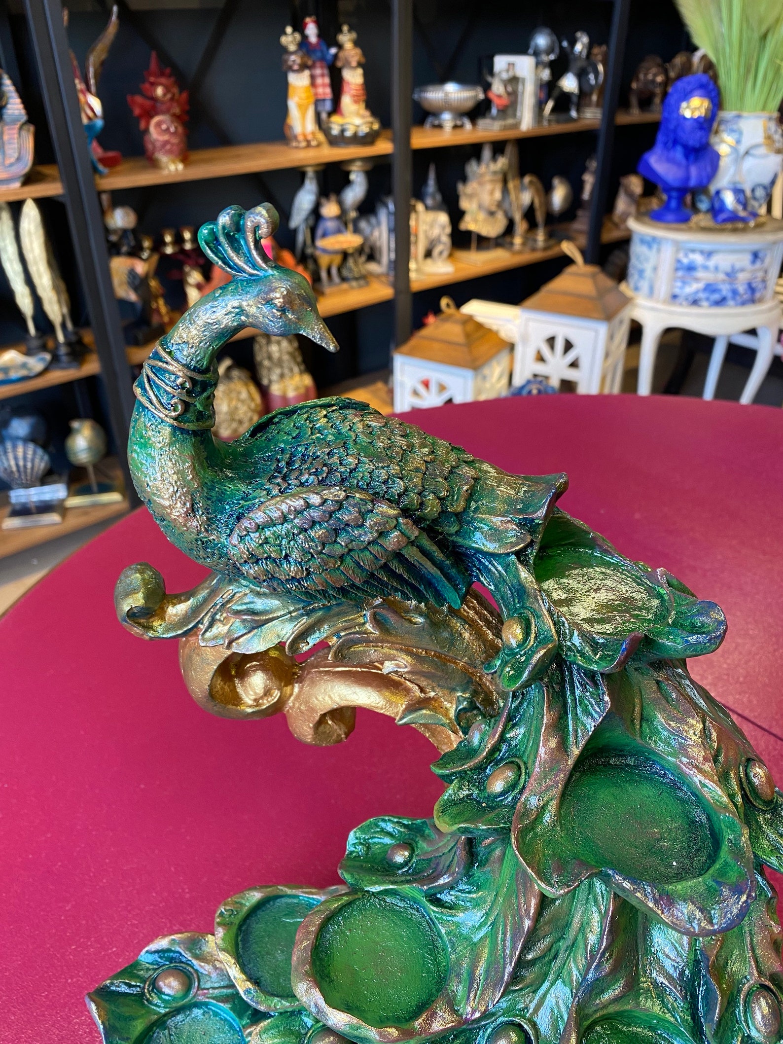 Peacock Candle Holder Statue 15", Tabletop Tealight, Decor Sculpture ...