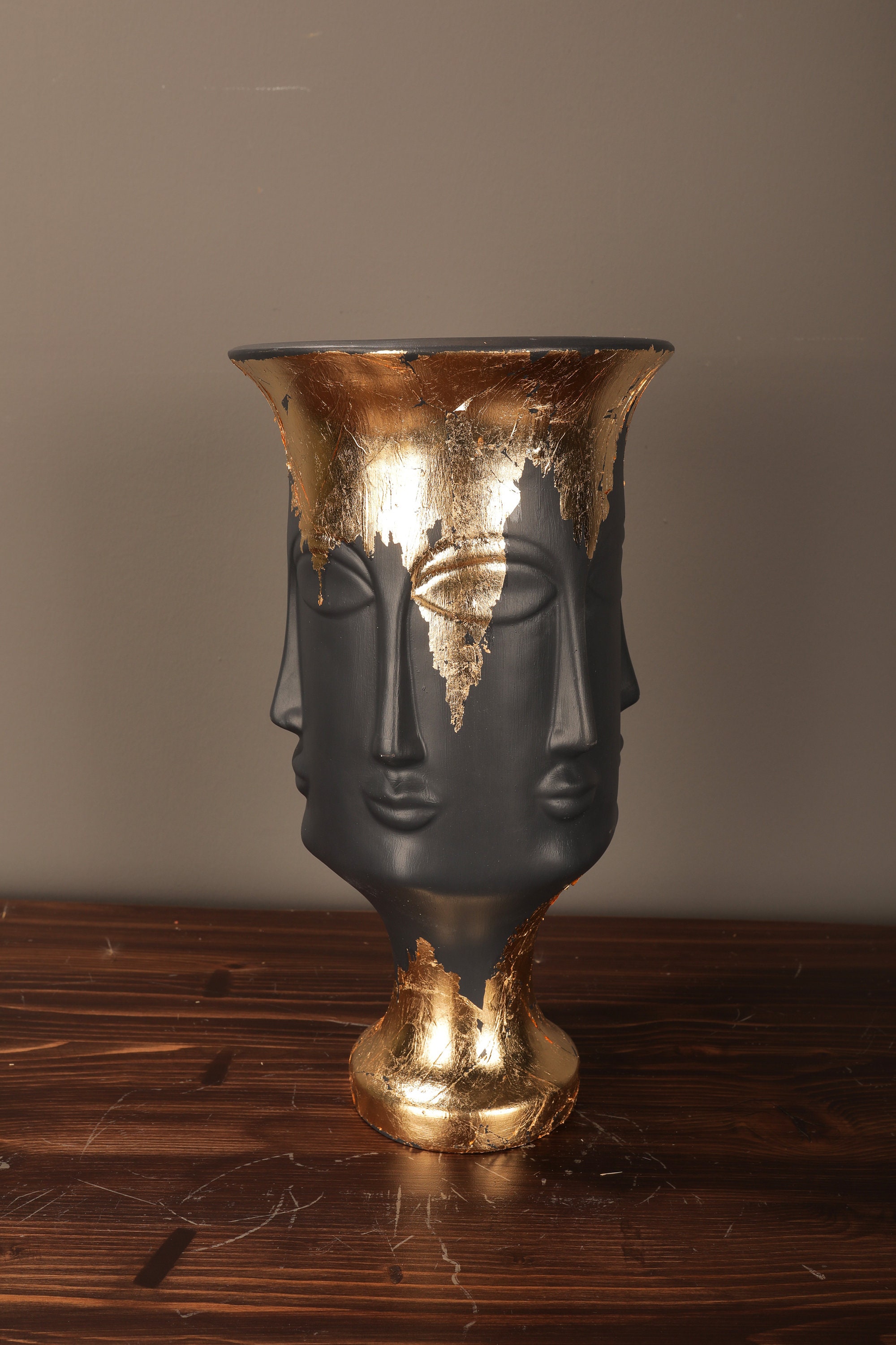 LARGE FACES VASE 13.8", Flower Holder, Handmade Sculpture, Gift, Art ...