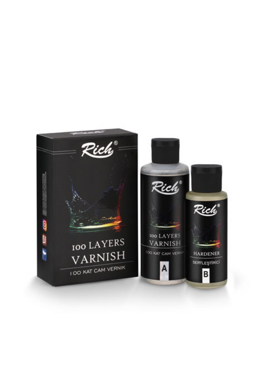Rich 100 Layers of Glass Varnish, 130cc Varnish 65cc Hardener, High ...