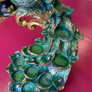 Peacock Candle Holder Statue 15", Tabletop Tealight, Decor Sculpture ...