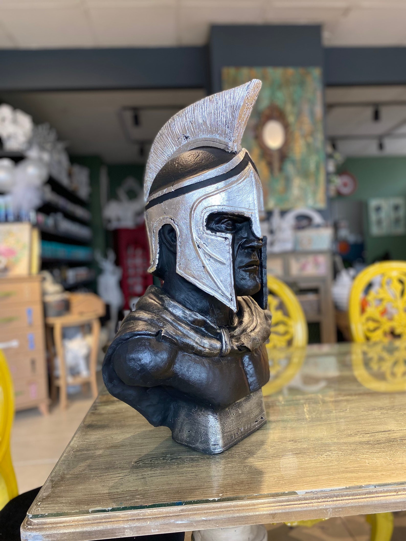 Large Black Warrior Statue Sculpture 24", Ancient Soldier, Legionary ...