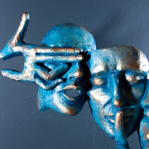 Face Mask Statue Sculpture 13", See No Evil Hear No Evil Speak No Evil ...