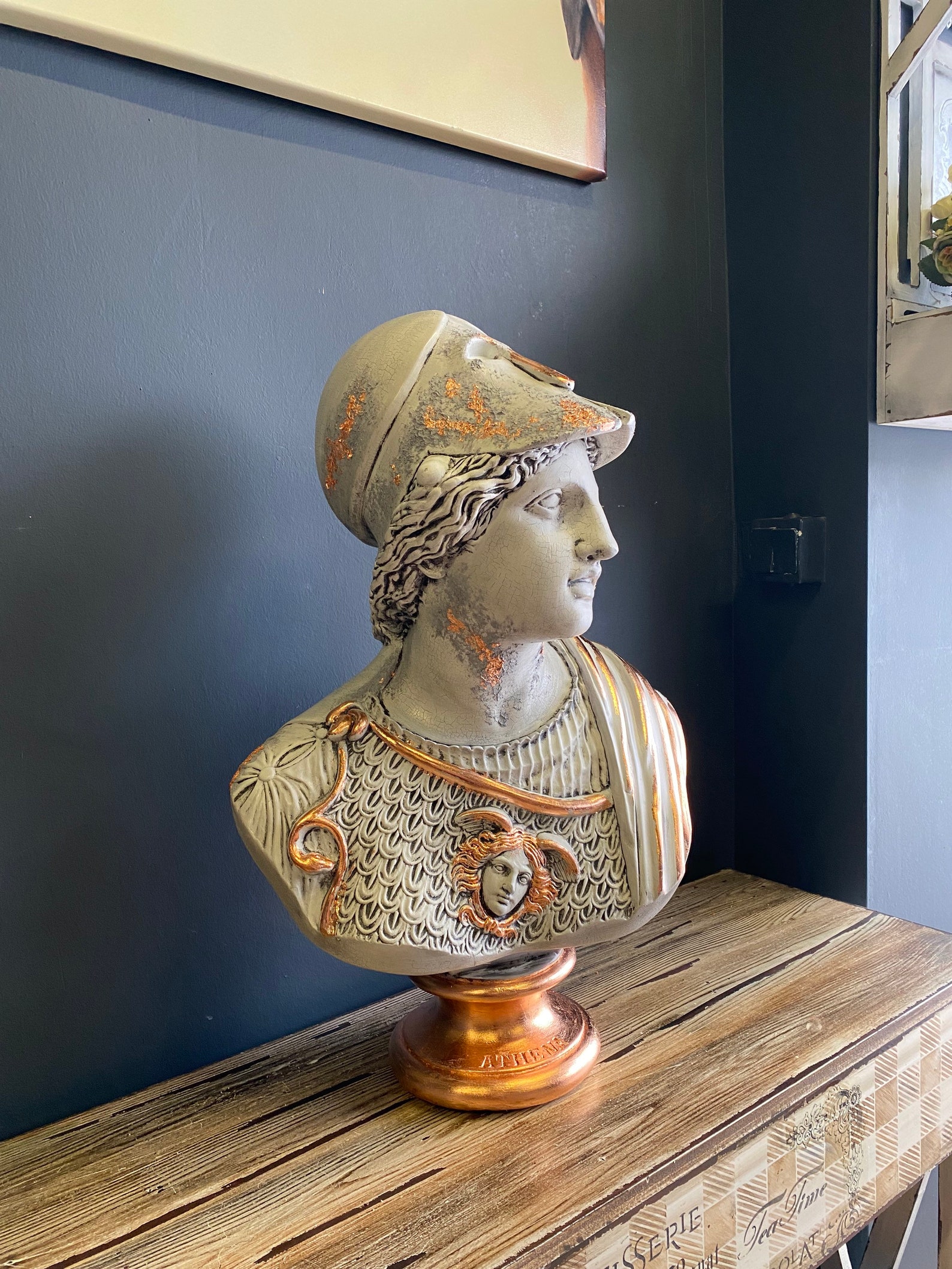 Copper Color Athena Statues Sculpture 24.8", Greek , Roman Bust, Large ...