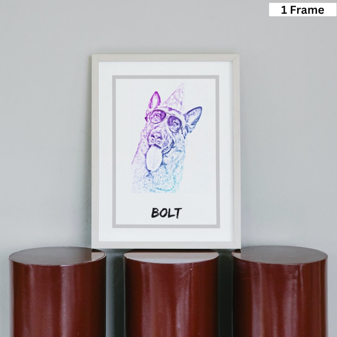 Custom Dog Portrait - Dog Pencil Portrait With Colored Shading ...