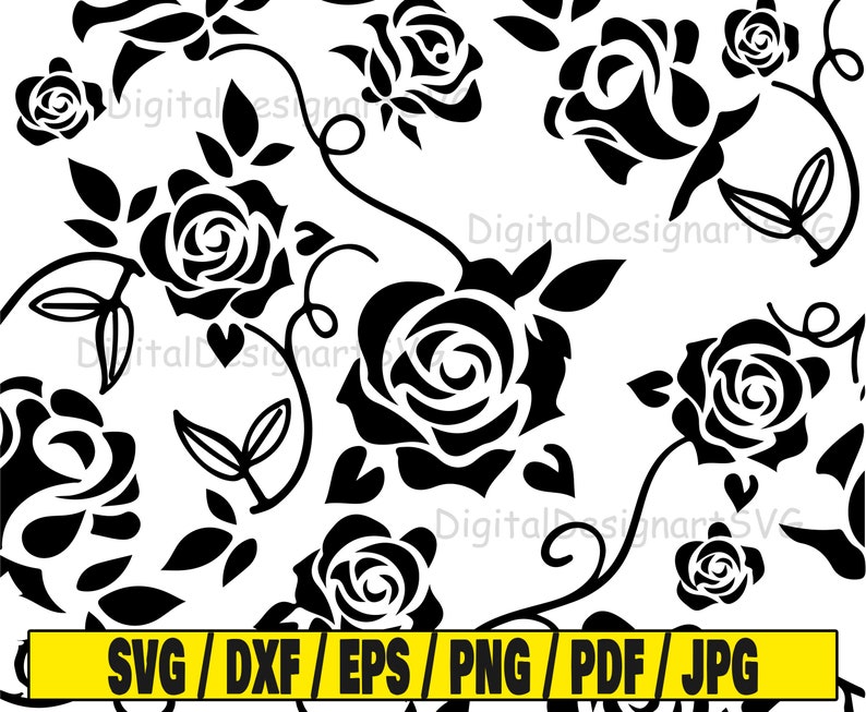 Rose Pattern Svg Seamless Pattern Floral Pattern Damask Tooled - Etsy