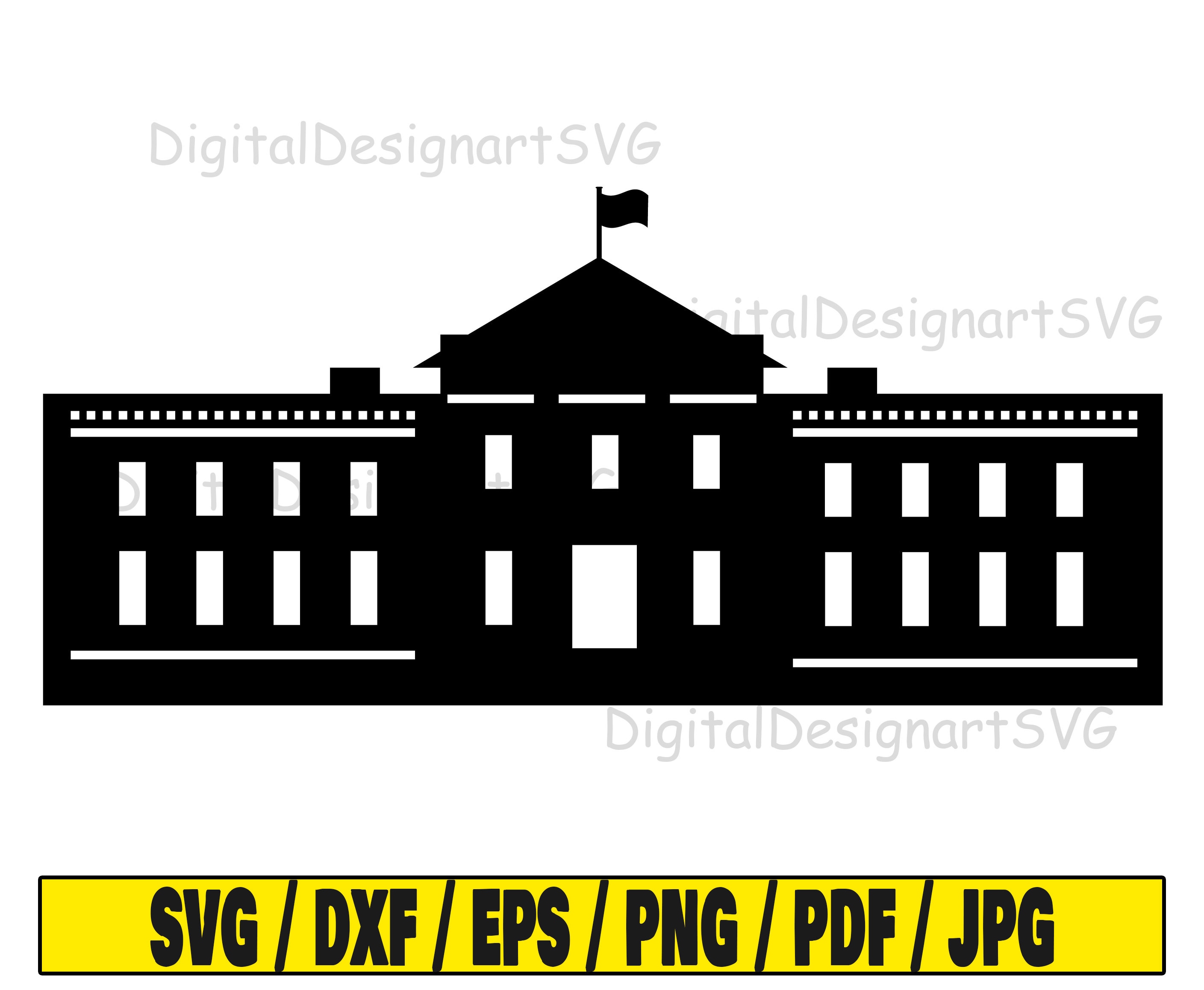 White House Svg, American Svg, Silhouette White House, Svg Cut File ...