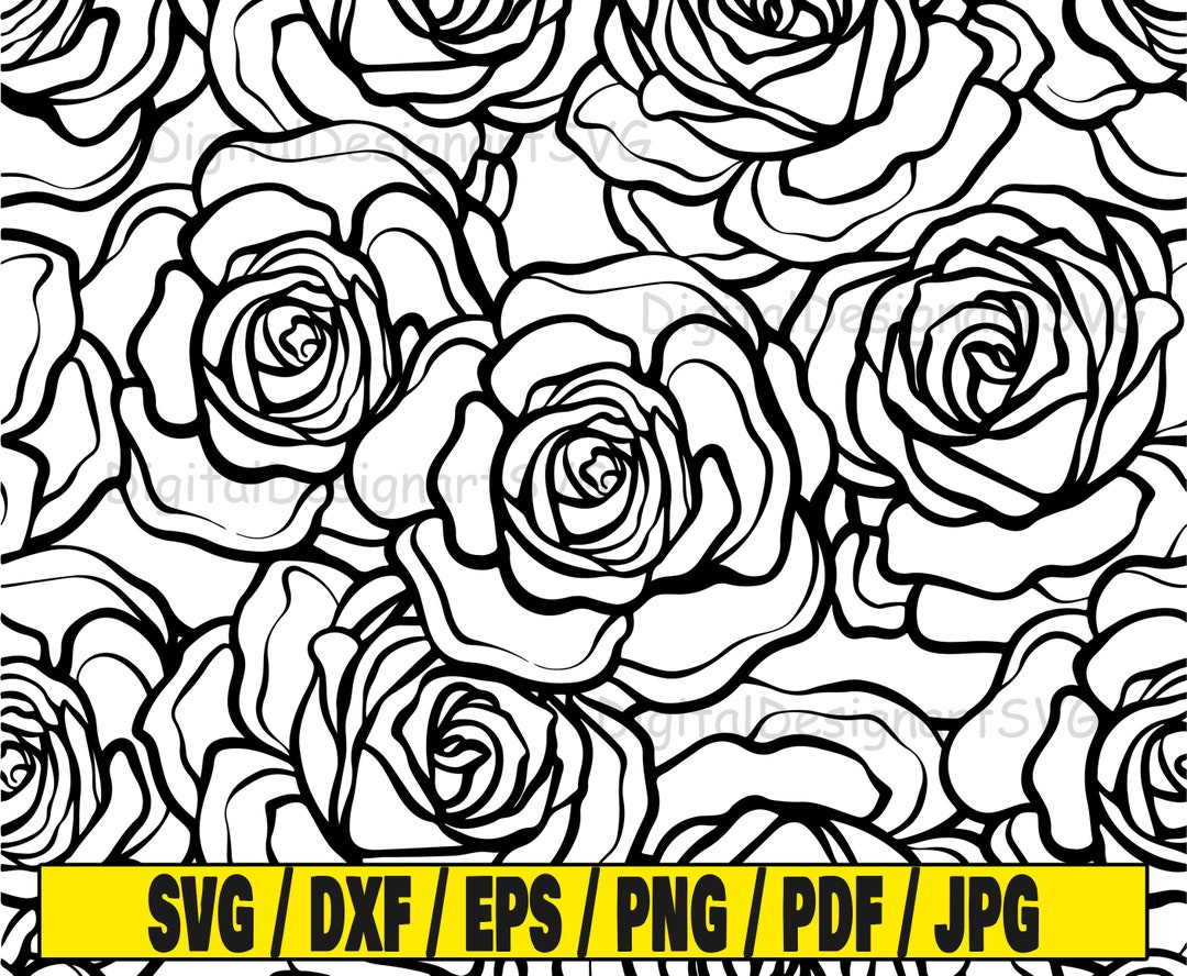 Rose Pattern Svg Floral Pattern Damask Tooled Leather Rose Svg - Etsy