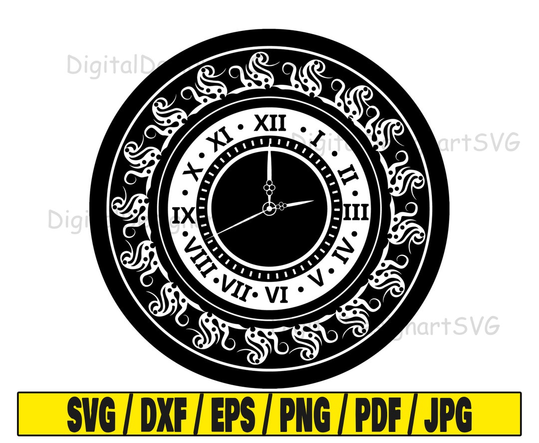 Uhr svg, römische Zahlen svg, svg Plotterdatei, Svg Plotterdatei für ...