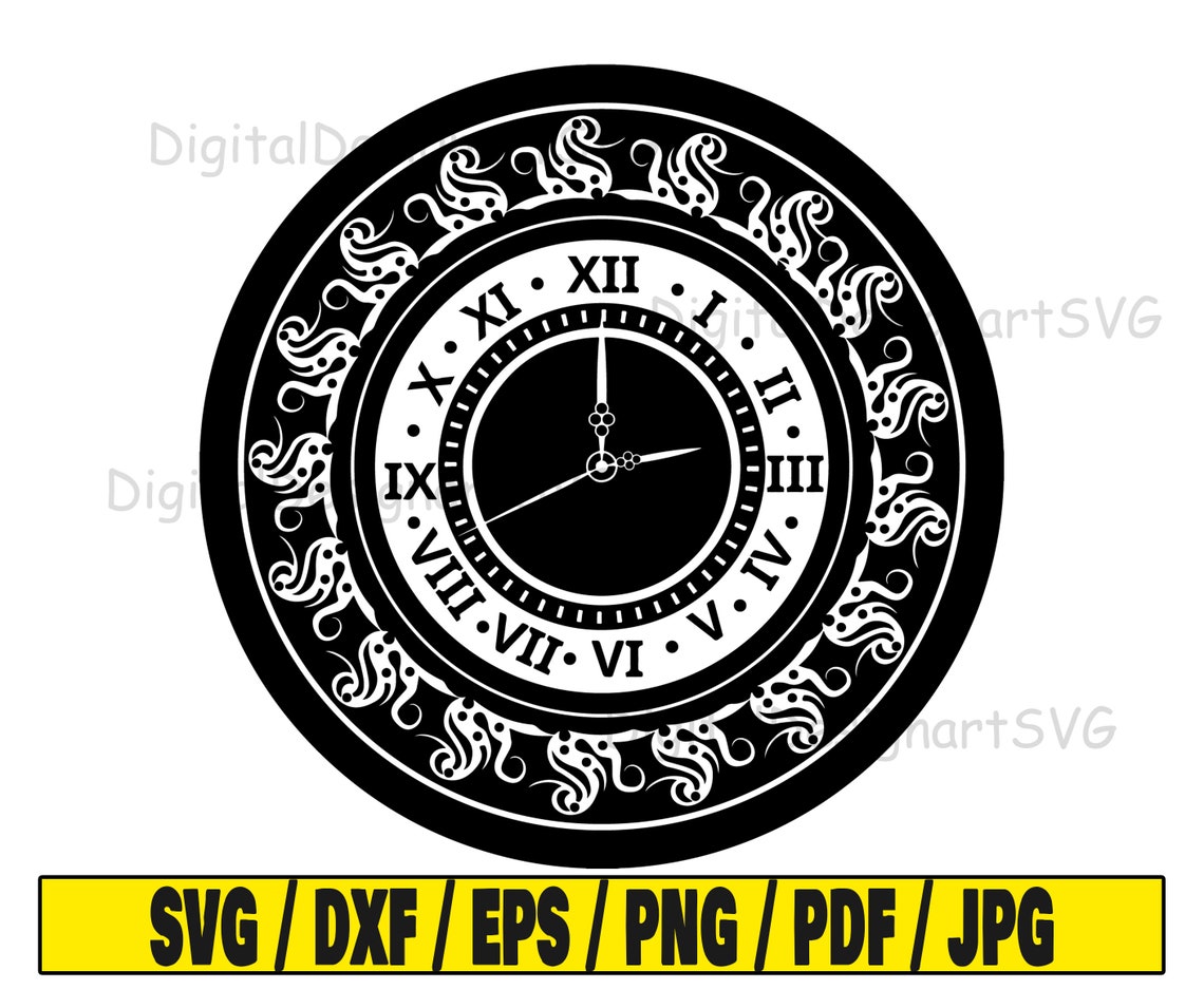Clock Svg, Roman Numbers Svg Cut File, Roman Clipart, Svg Cut File for ...