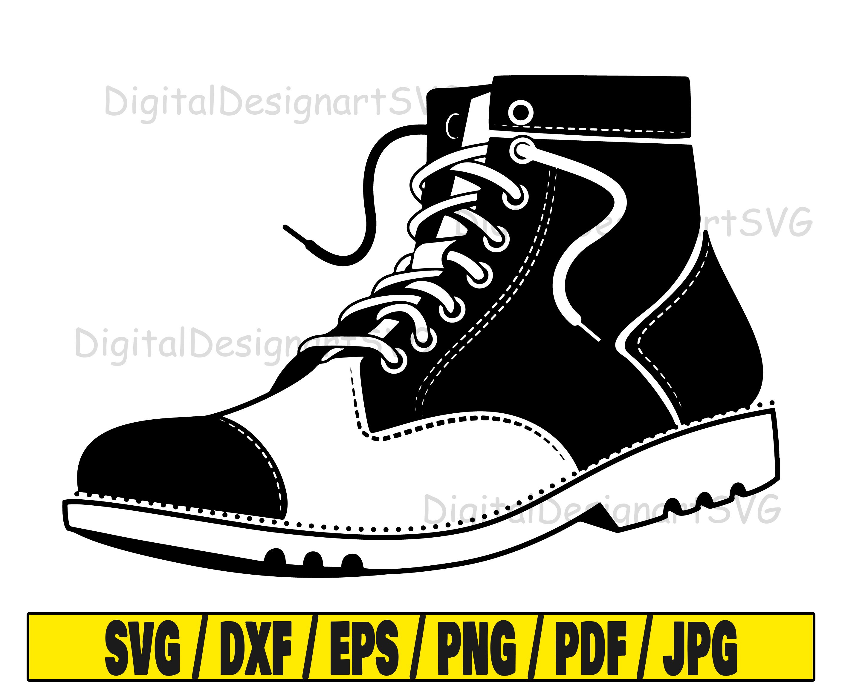 Zapato svg, botas svg corte archivo, clipart negro, archivo de corte ...