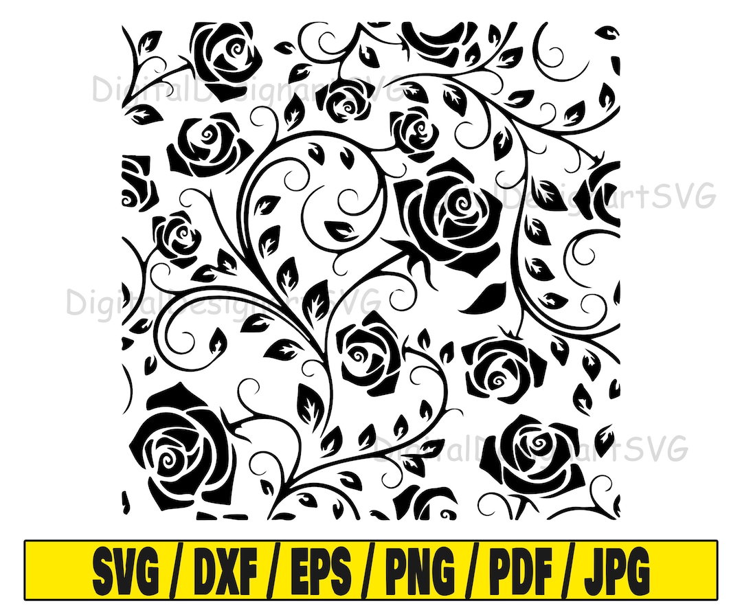 Rose Pattern Svg, Rose Svg Cut File, Pattern Clipart, Svg Cut File for ...