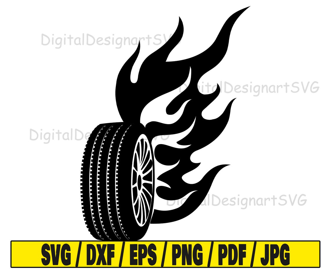 Wheel on Fire Svg Burning Tire Svg Tire Car Svg - Etsy