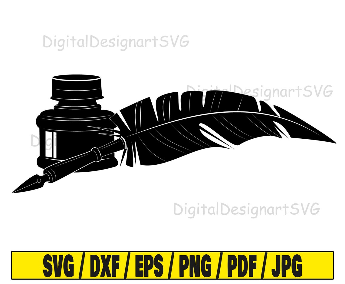 Feather Quill Svg, Feather Svg, Ink Svg, Silhouette Svg, Feather Quill ...