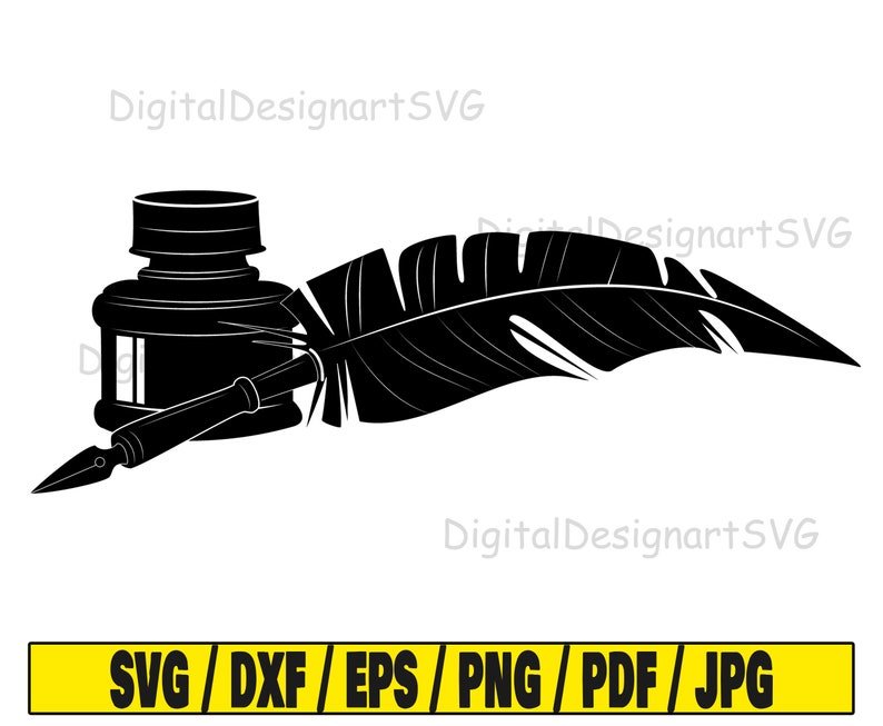 Feather Quill Svg, Feather Svg, Ink Svg, Silhouette Svg, Feather Quill ...