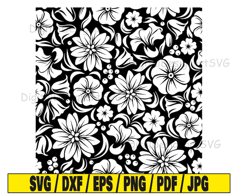 Floral Pattern Svg Damask Svg Seamless Pattern Svg Tooled - Etsy
