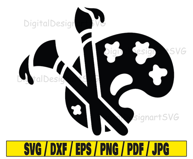 Brushes and Palette Svg Artist Svg Brush Silhouette Svg - Etsy