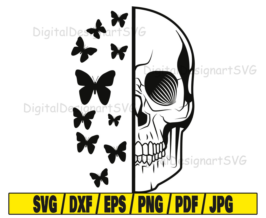 Skull Butterflies Svg Skull Svg Butterfly Svg - Etsy