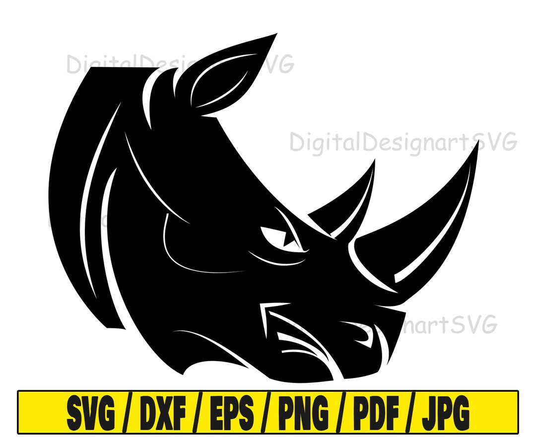 Rhino Head Svg, Rhino Svg, Animal Svg, Wild Life Svg, Rhino Silhouette ...
