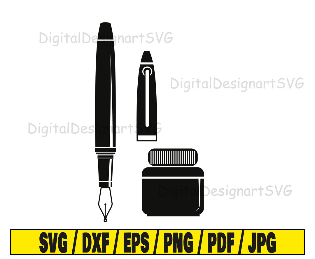 Pen and Ink Svg, Pen Svg, Ink Svg, Outline Svg, Silhouette Svg, School ...