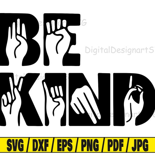 Be Kind ASL Sign Language Hands SVG File Download - Etsy