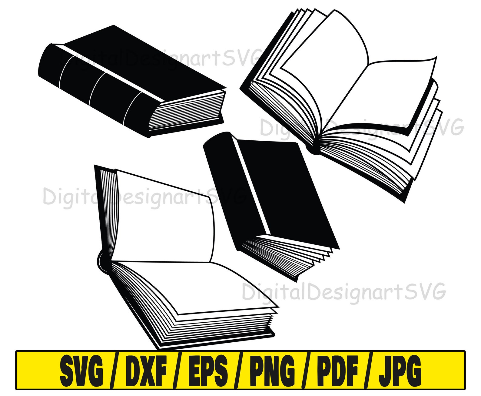 Books Svg, Library Svg, Book Svg, Silhouette Svg, File for Cricut Svg ...