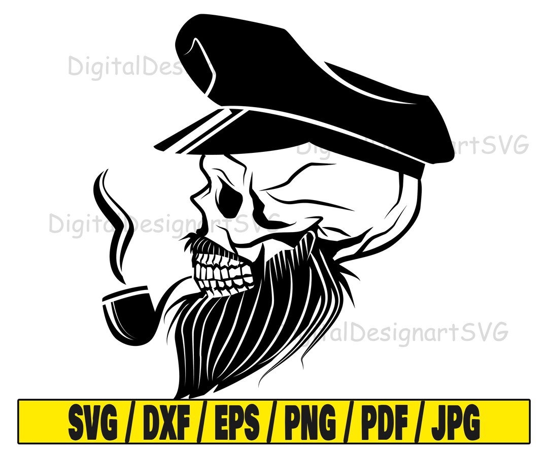 Sailor With Pipe Svg, Sailor Svg, Pirate Svg, Silhouette Svg, Skull Svg ...