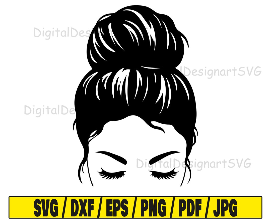 Messy Bun #2 Svg, Messy Svg Cut File, Bun Clipart, Svg Cut File for ...