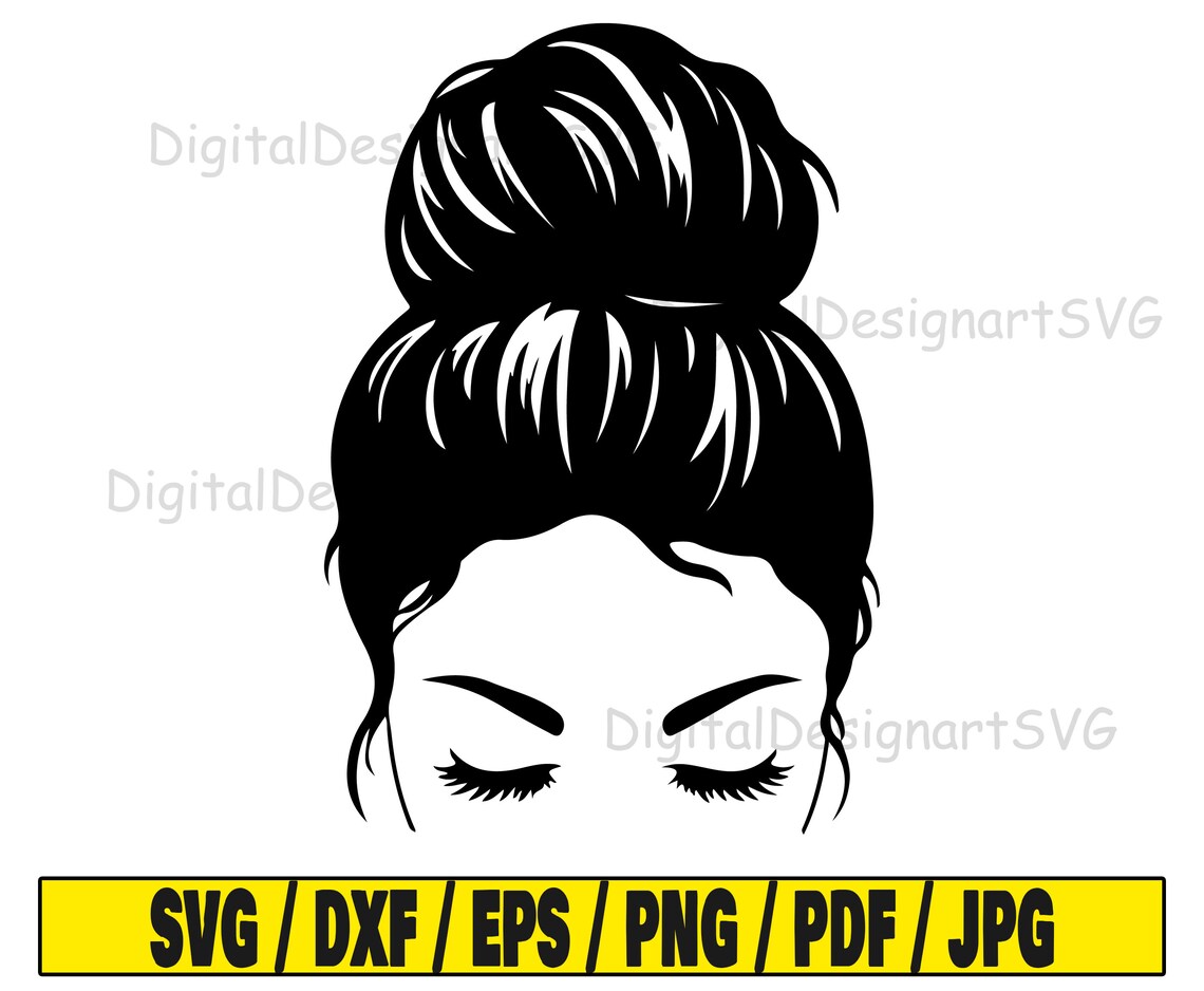 Messy Bun 2 Svg Messy Svg Cut File Bun Clipart Svg Cut - Etsy