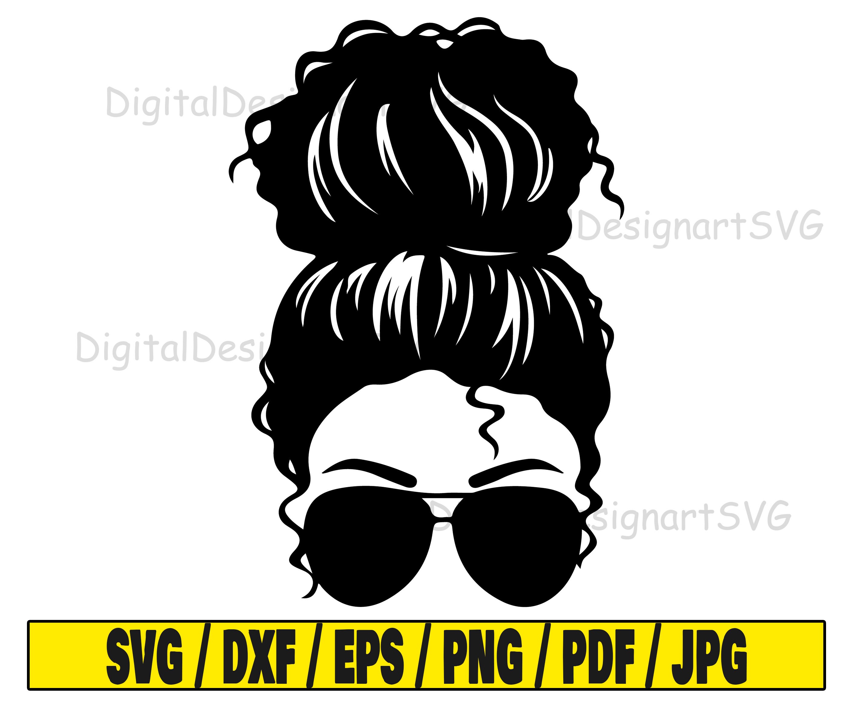 Messy Bun Svg Messy Svg Cut File Bun Clipart Svg Cut File - Etsy