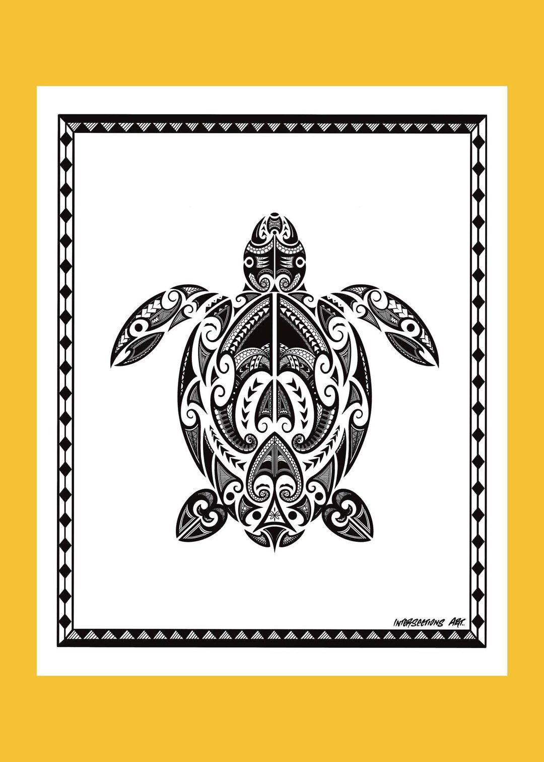 Polynesian Turtle Design Downloadable Digital Print - Classic Colourway ...